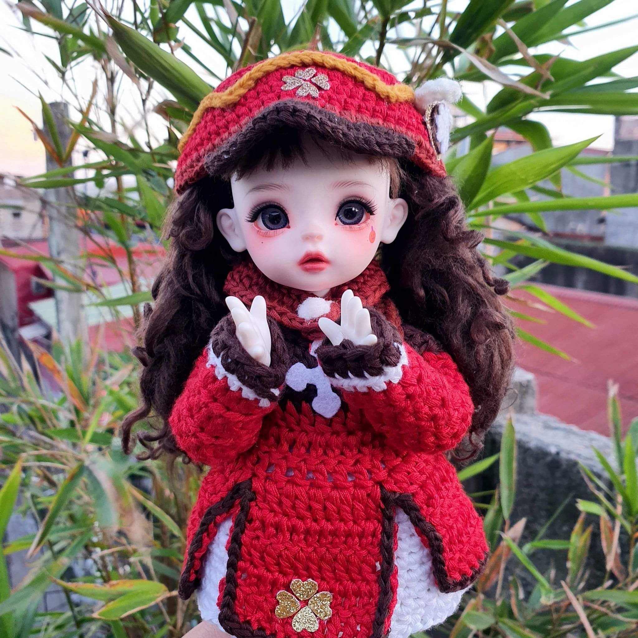 sharing my crochet klee costume set for BJD doll ☺️ Genshin Impact ...