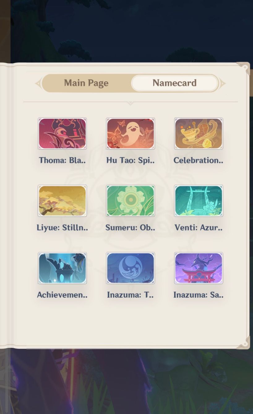 namecard showcase Genshin Impact | HoYoLAB
