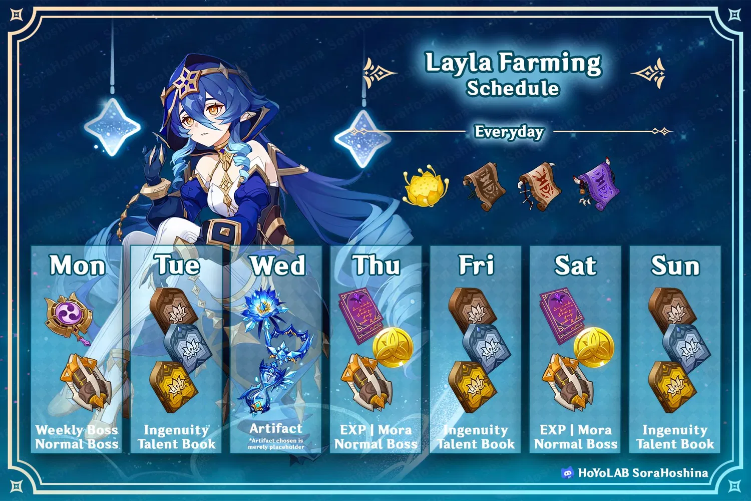 [V3.2] Layla Materials Infographic & Farming Schedule (NEW) Genshin ...
