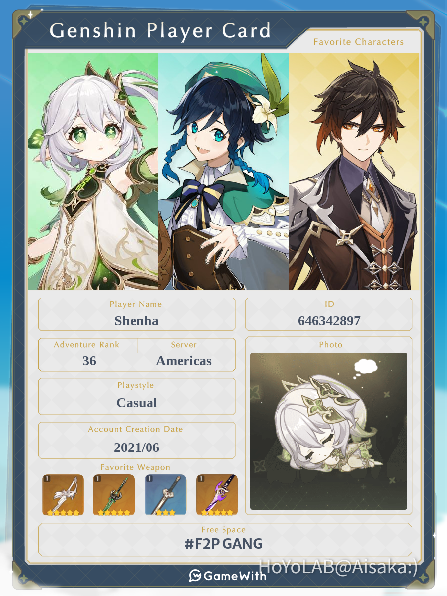 card Genshin Impact | HoYoLAB