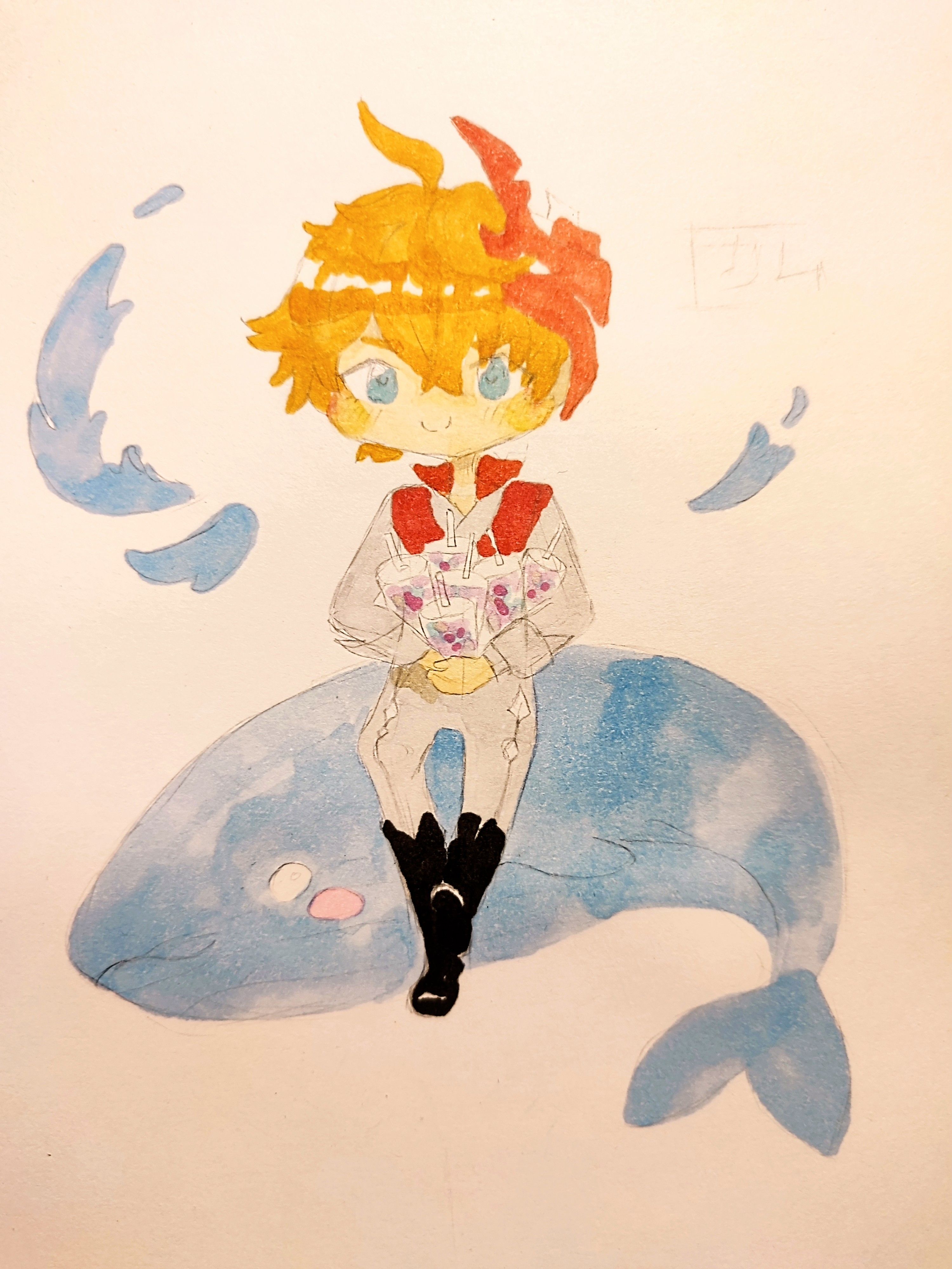Фан-арт Тарталья чиби и кит 🐋Геншин💙Fan-art Tartaglia! Genshin Impact ...