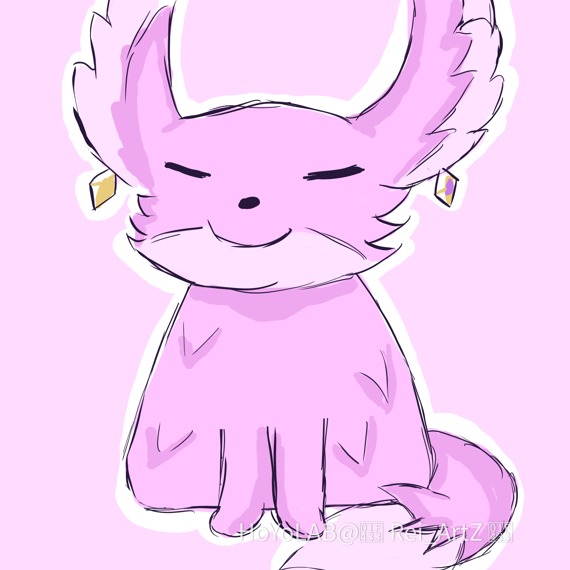 Lil Yae Miko in her fox form but with her ears up sketch Genshin Impact ...