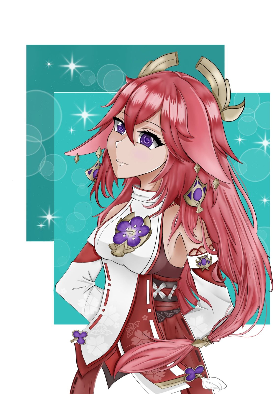 Yae Miko fan art 😍 (my first fan art 🤧) Genshin Impact | HoYoLAB