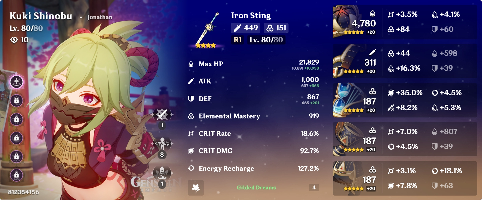 Kuki Shinobu Build [2] Genshin Impact | HoYoLAB