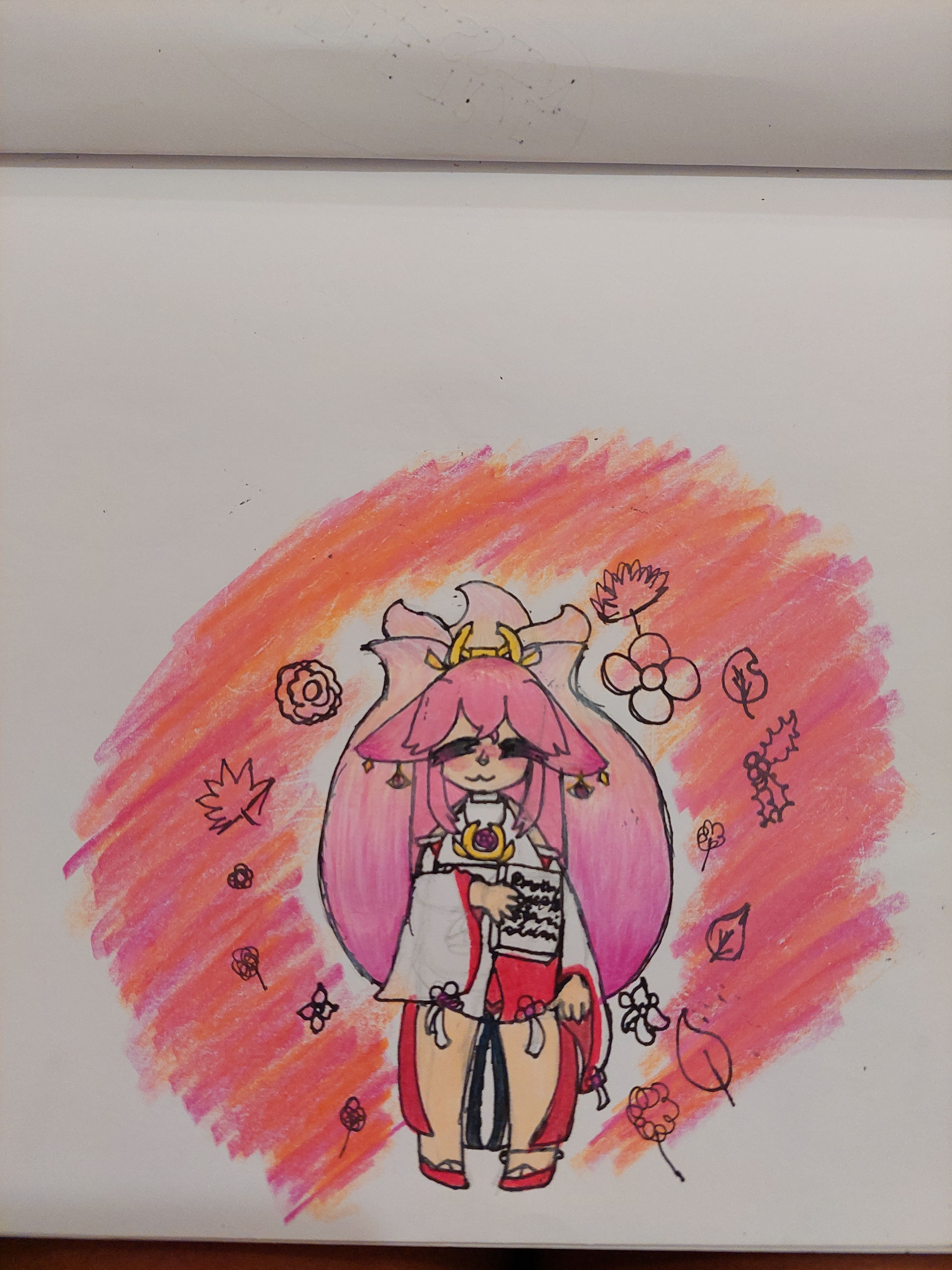 I tried to draw Miko as a chibi Genshin Impact | HoYoLAB