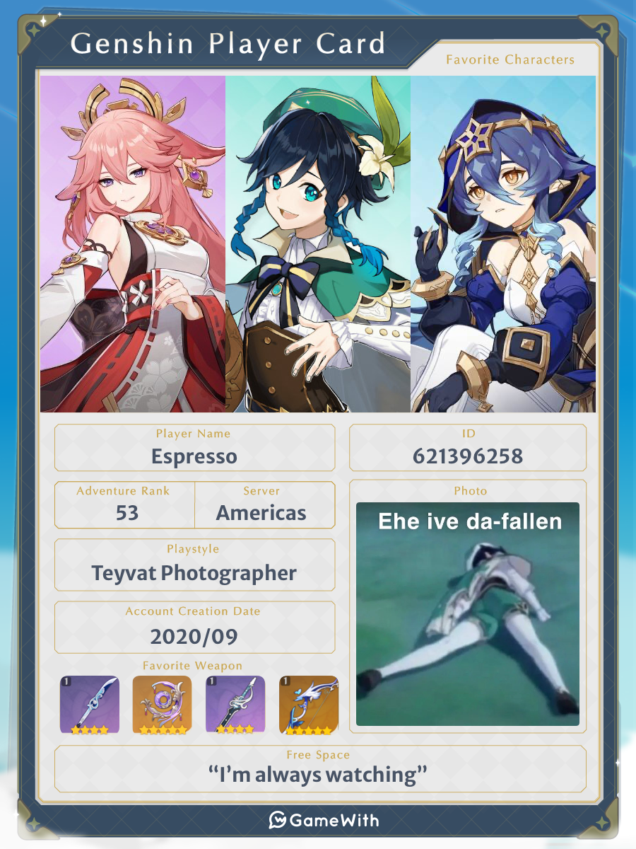 Genshin card Genshin Impact | HoYoLAB