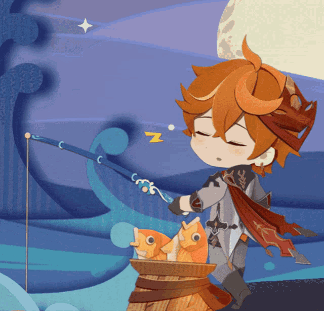 little ginger boy fishing Genshin Impact | HoYoLAB