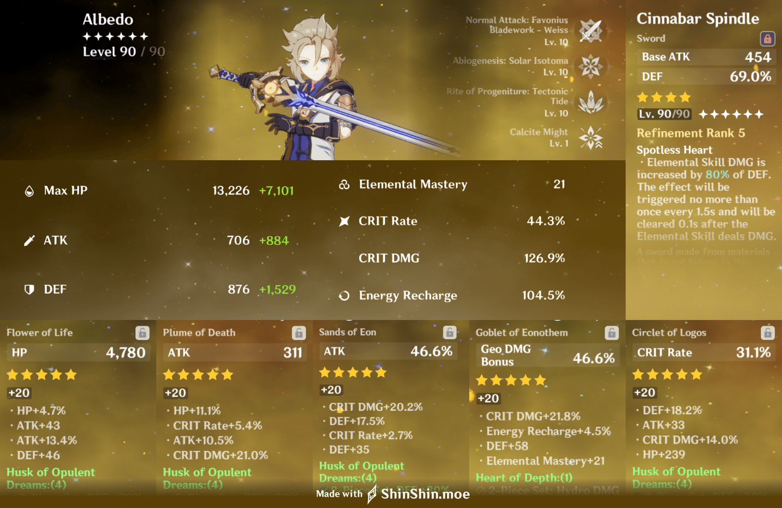 Albedo Stats Genshin Impact | HoYoLAB