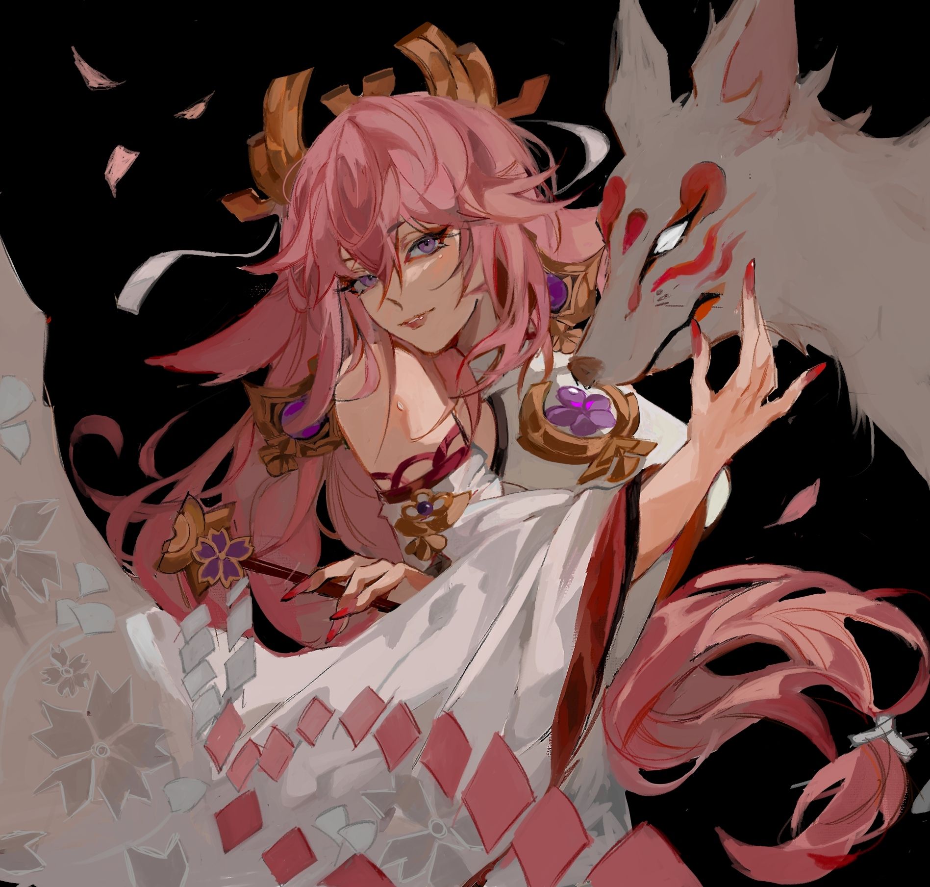 miko fanart!! Genshin Impact | HoYoLAB