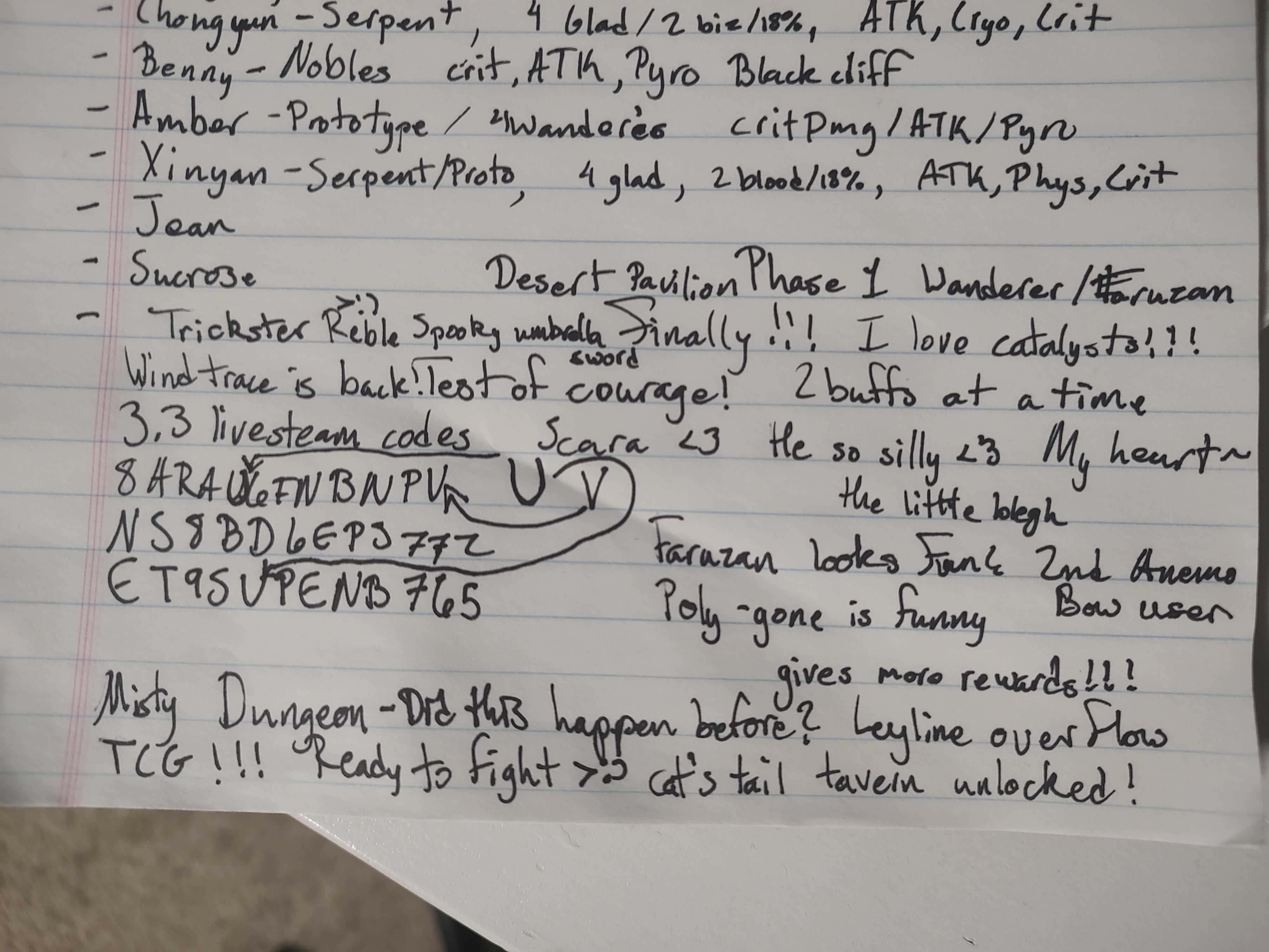 I took some notes during the livestream (ignore the character build ...