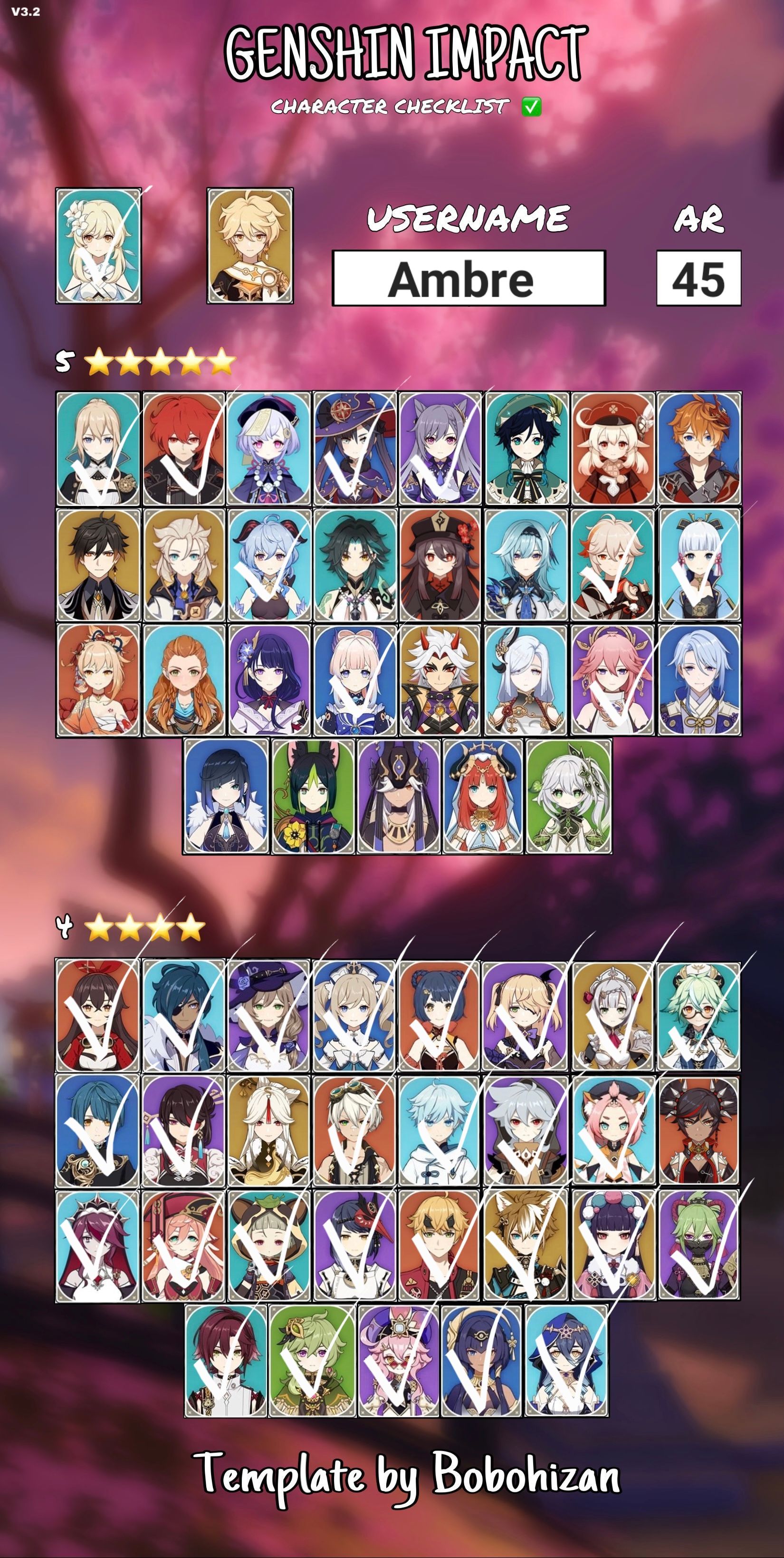 Check-list des personnages Genshin Genshin Impact | HoYoLAB