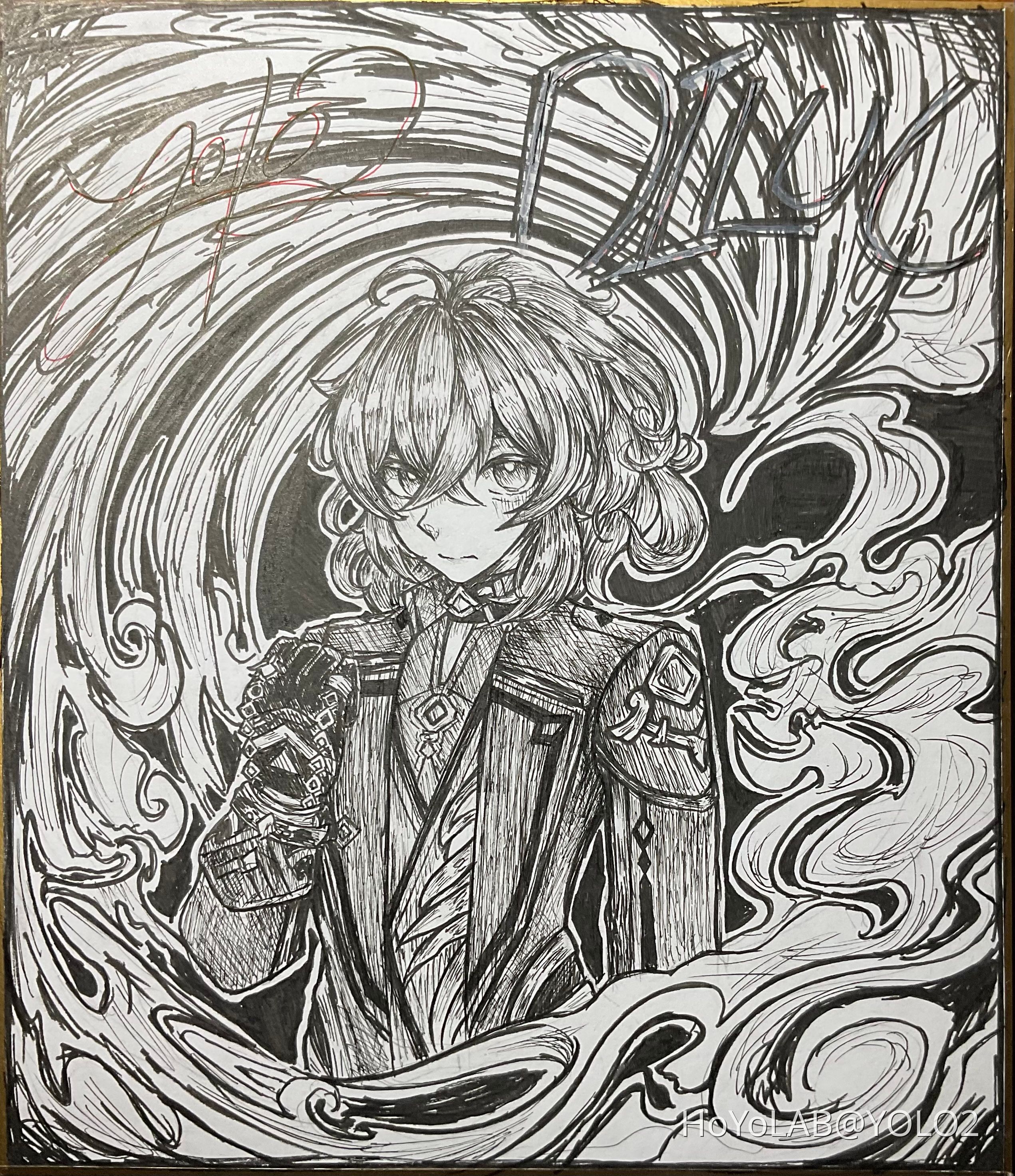 I DRAW DILUC IN SHIKISHI! Genshin Impact | HoYoLAB