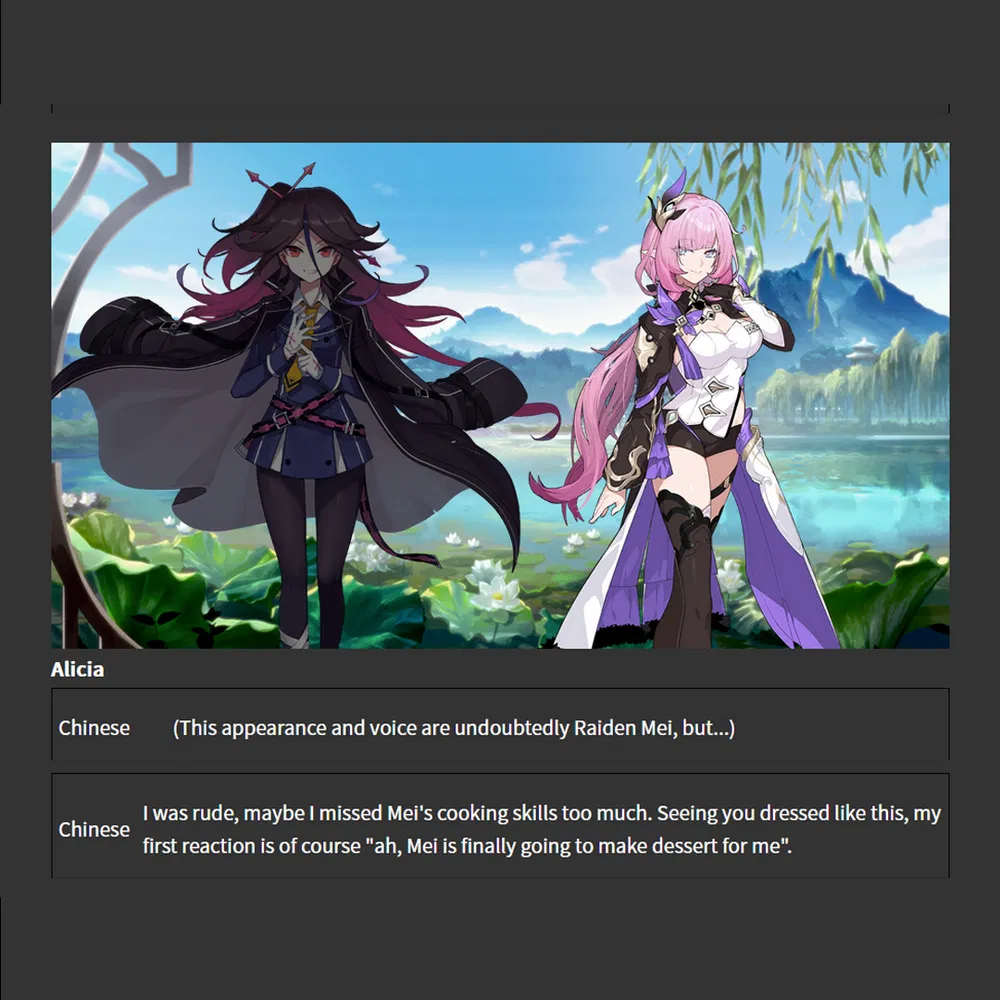 Regarding HOUKAI CROSS 2022, I like how Mei interacts with Elysia in a ...