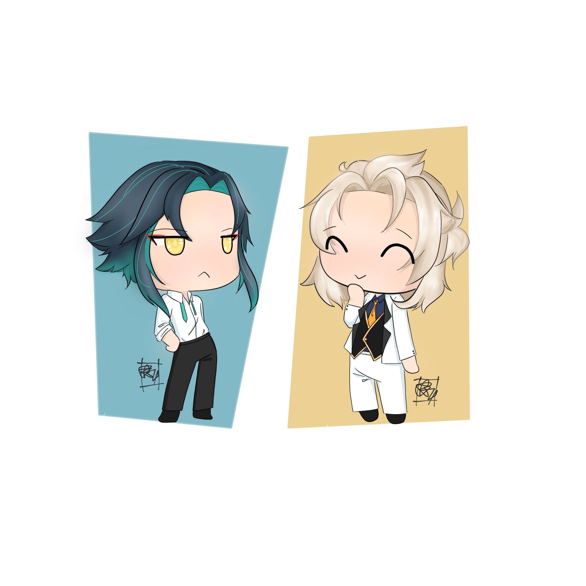 chibi xiao and albedo Genshin Impact | HoYoLAB