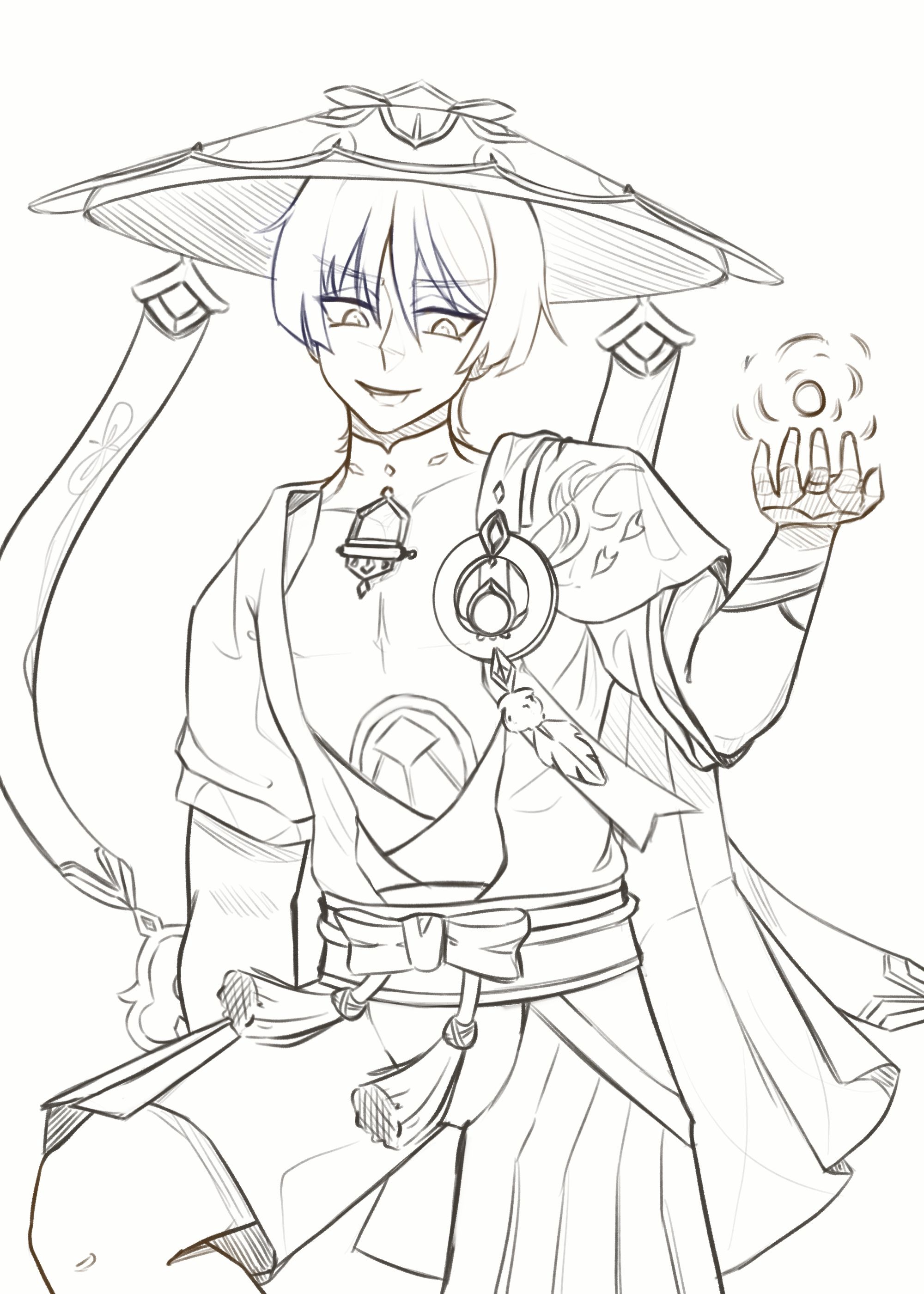 Another Wanderer sketch Genshin Impact | HoYoLAB