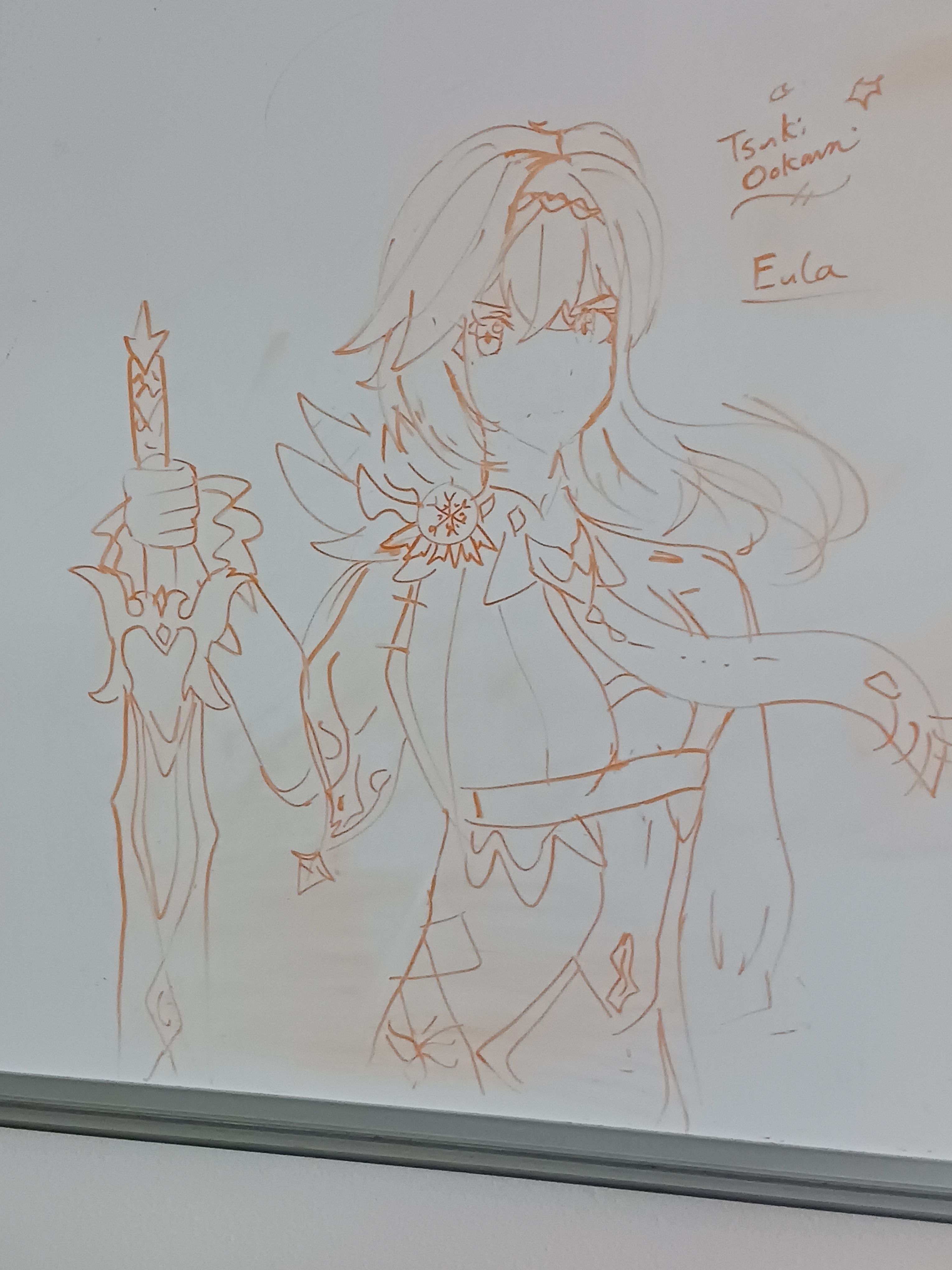 Day 5 of drawing genshin impact characters on school whitboards: Eula ...