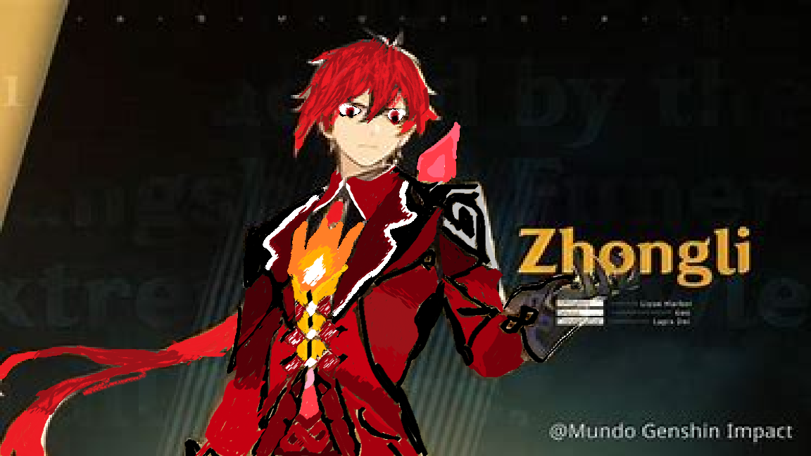 Zhongli as a pyro demon (I use free painting apps) Genshin Impact | HoYoLAB
