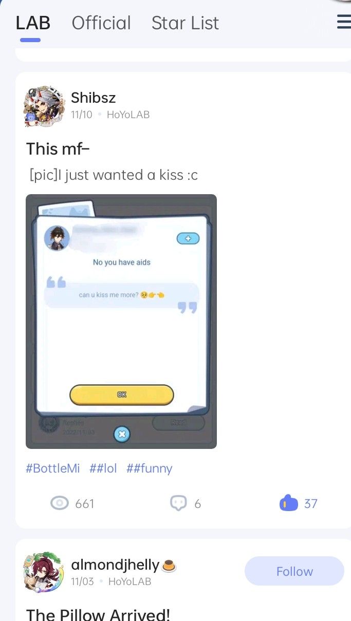 When your see your own post while scrolling: | HoYoLAB