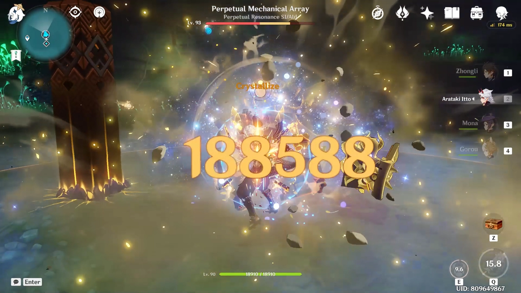 USHI DAMAGE TEST WITH DIFFERENT SUPPORTS! Mona / Gorou / Bennett ...