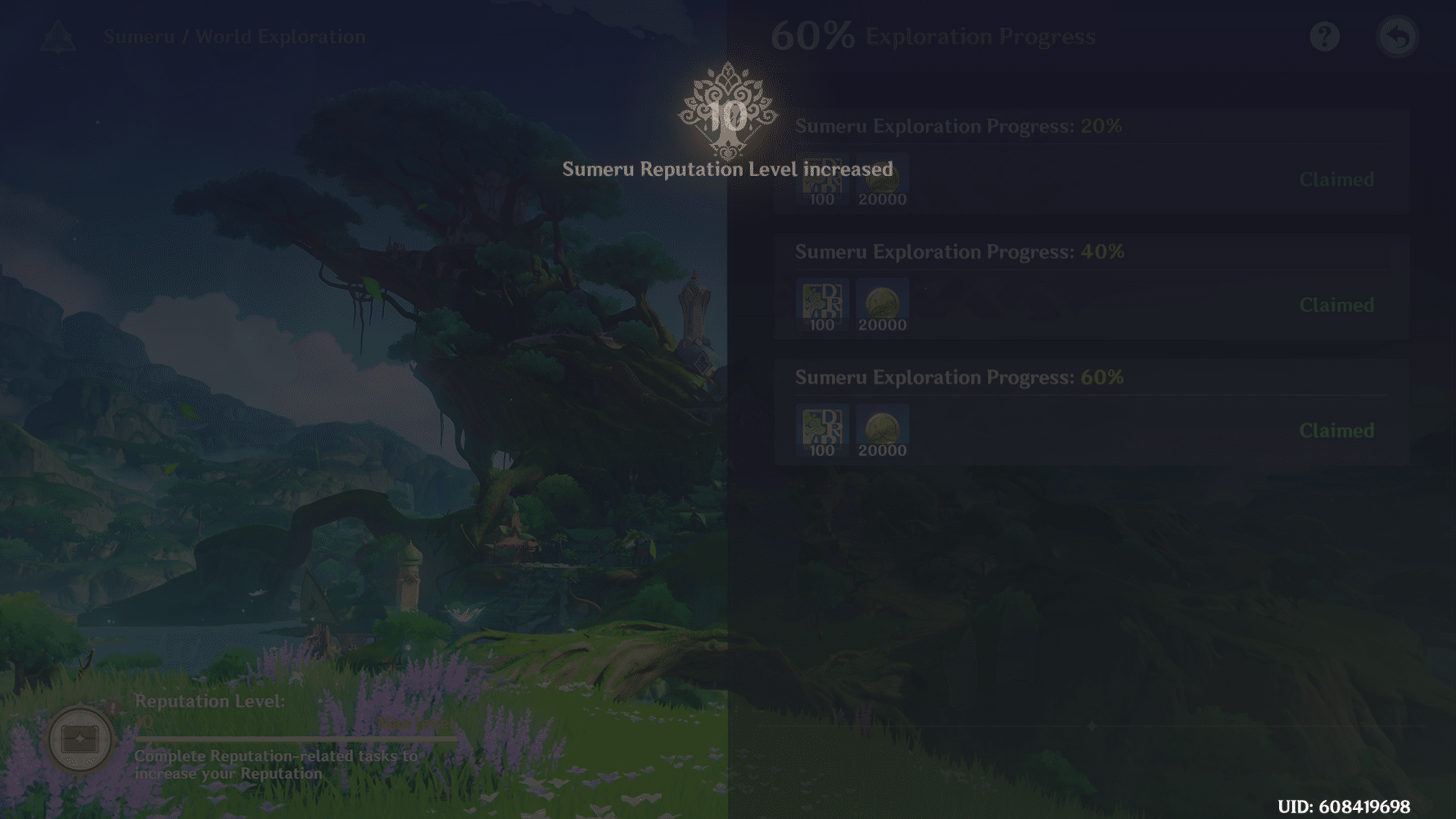 Yesterday, I reached Sumeru Rep. Level 10 through Quests and ...