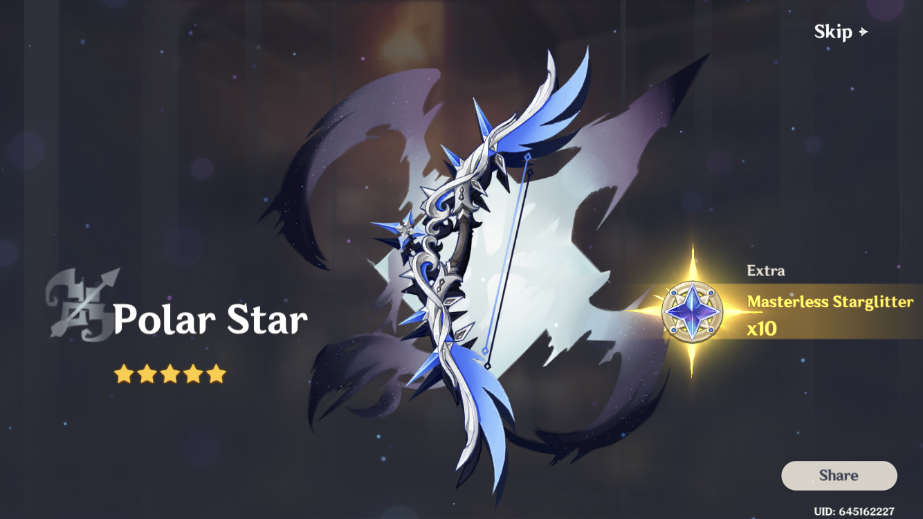 First 5 star weapon!!!! Tartaglia’s Polar Star!!! :D Genshin Impact ...