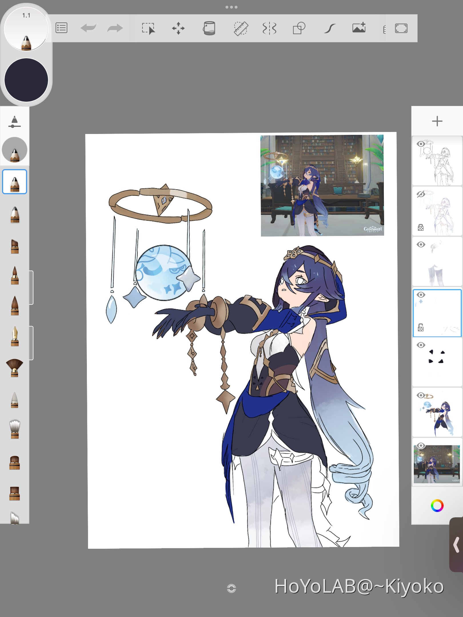 Yun Jin drawing + Layla Drawing progress Genshin Impact | HoYoLAB