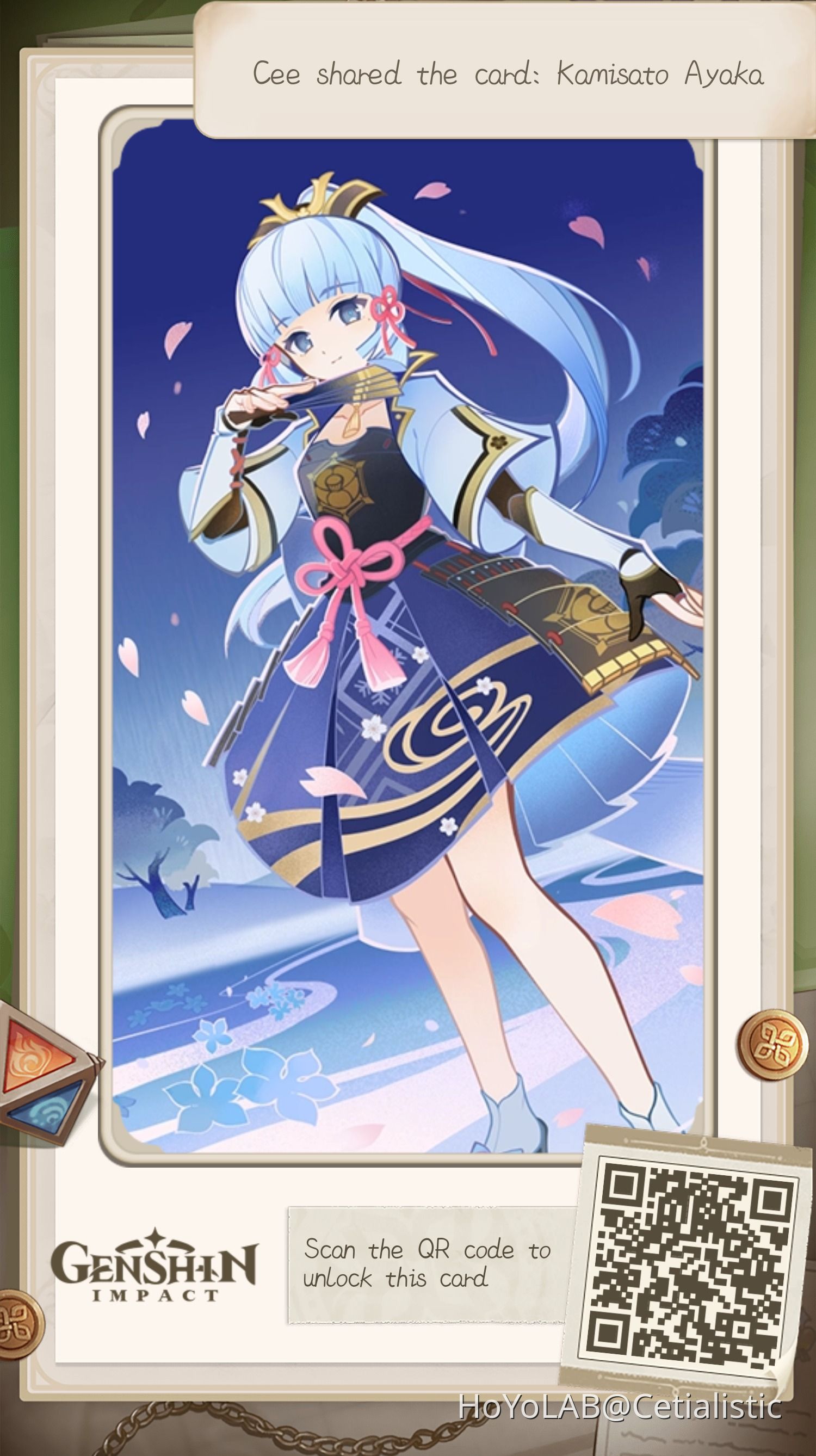 Kamisato Ayaka Card TCG Genshin Impact | HoYoLAB