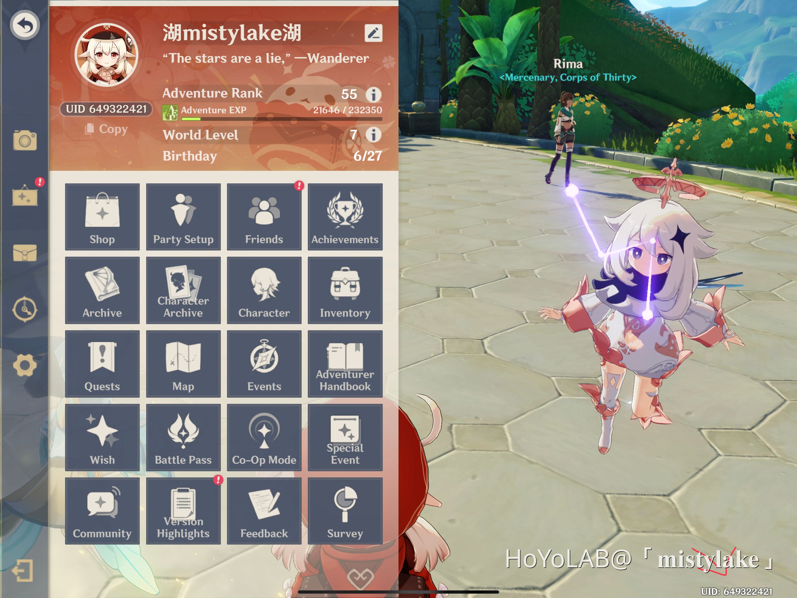 Giving out my UID and user. Genshin Impact | HoYoLAB