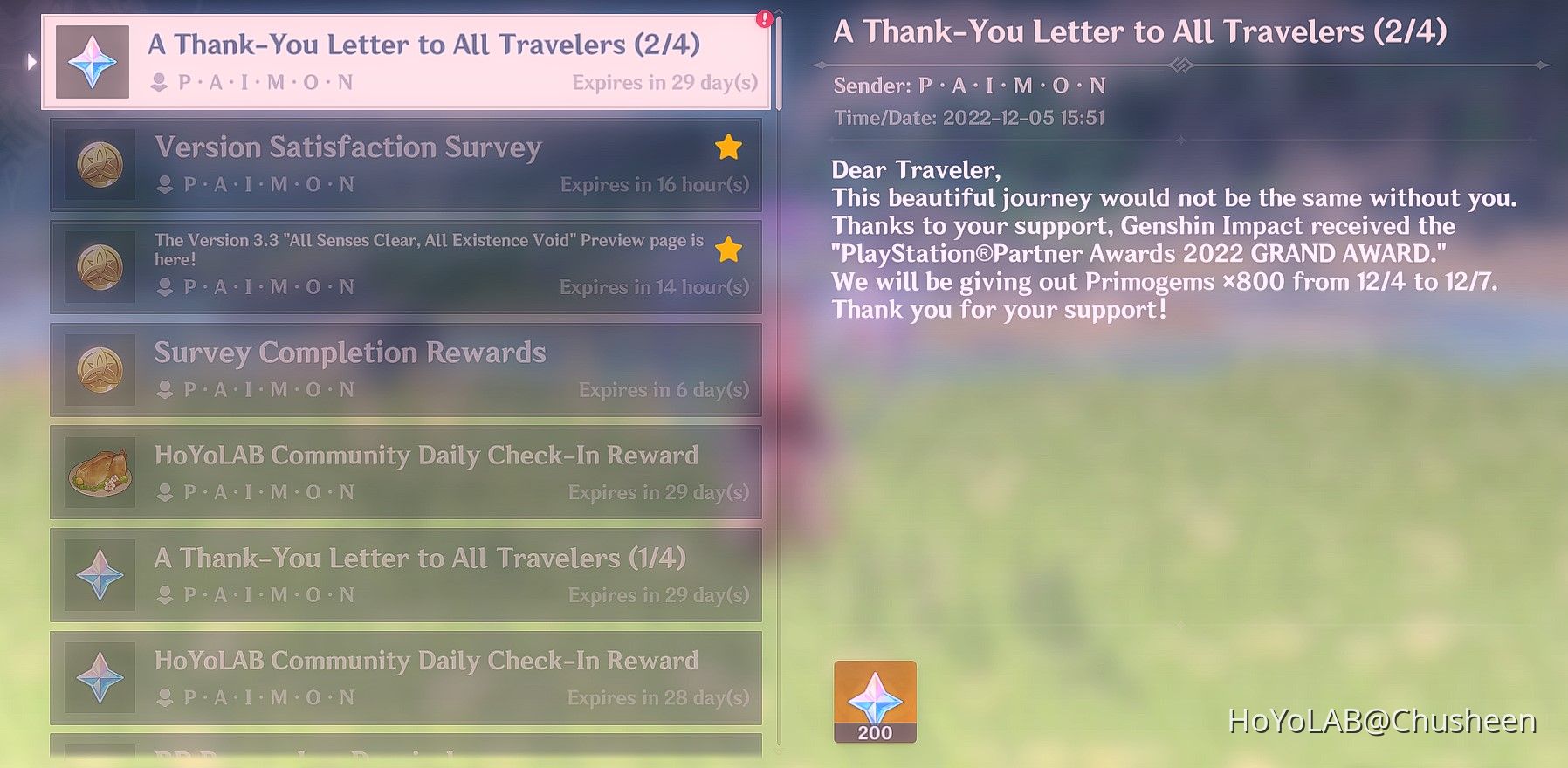 1 Year of farming Primogems Day 5 of 365 - Primos : 2343 -> 2713 ...