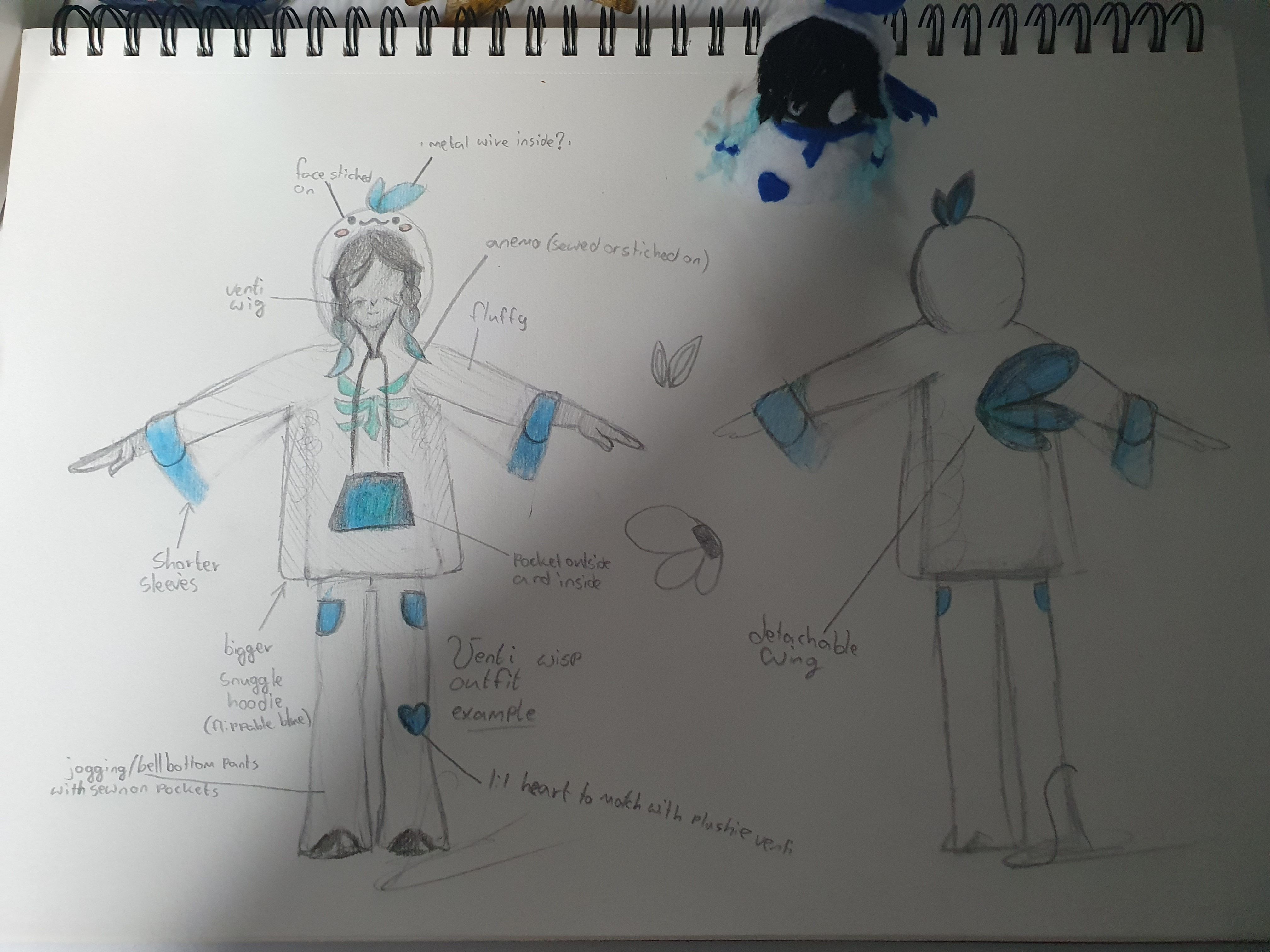 design for my venti wisp(budget) cosplay! my materials are coming in ...