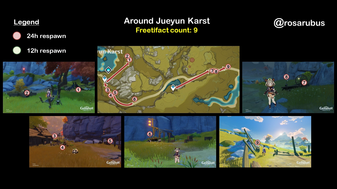 Free Artifact Farming Route Part 2 - Liyue, Qingce Village & Jueyun ...