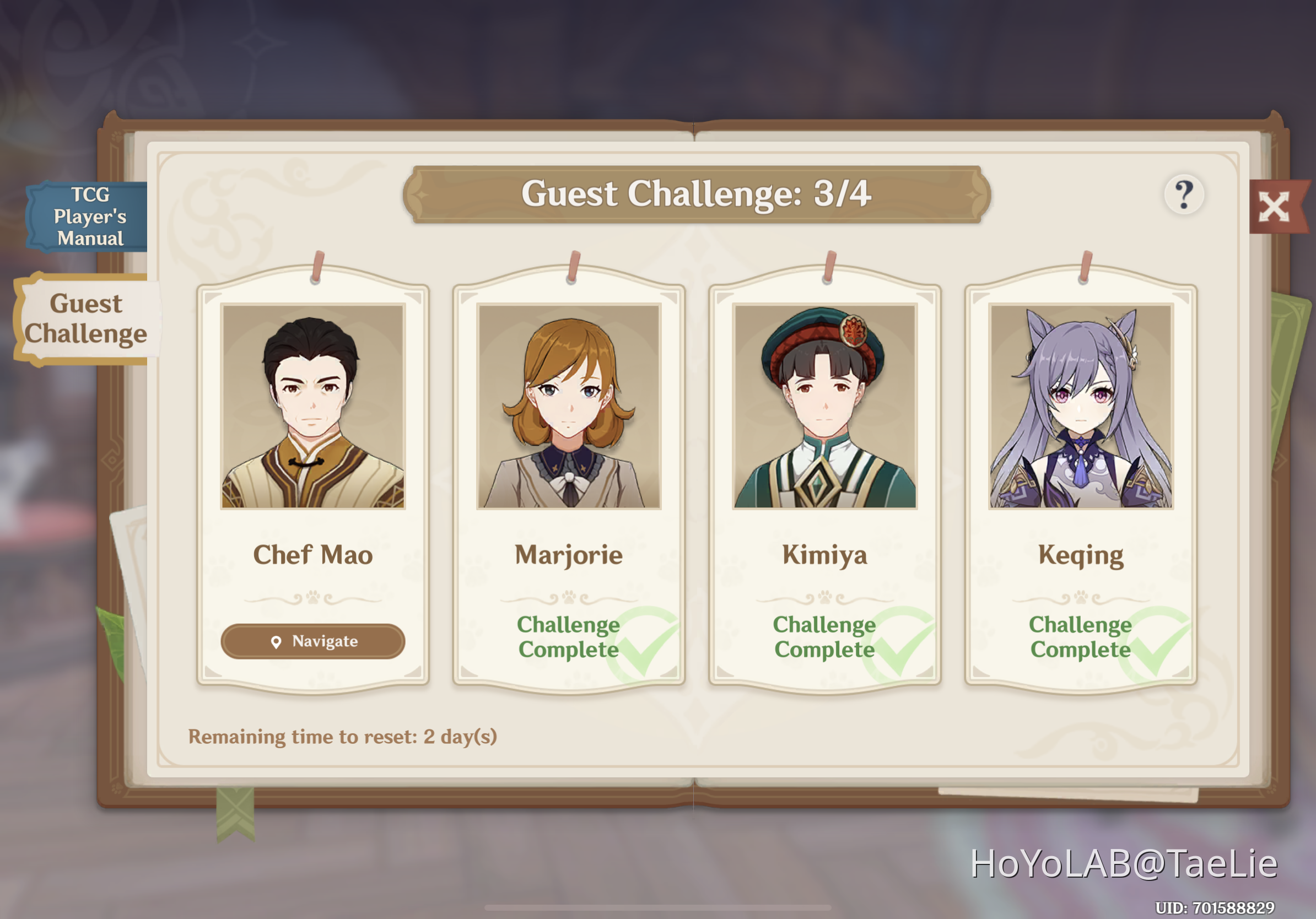 Genius Invocation TCG Tavern Guest Challenge Tips Chef Mao Genshin ...