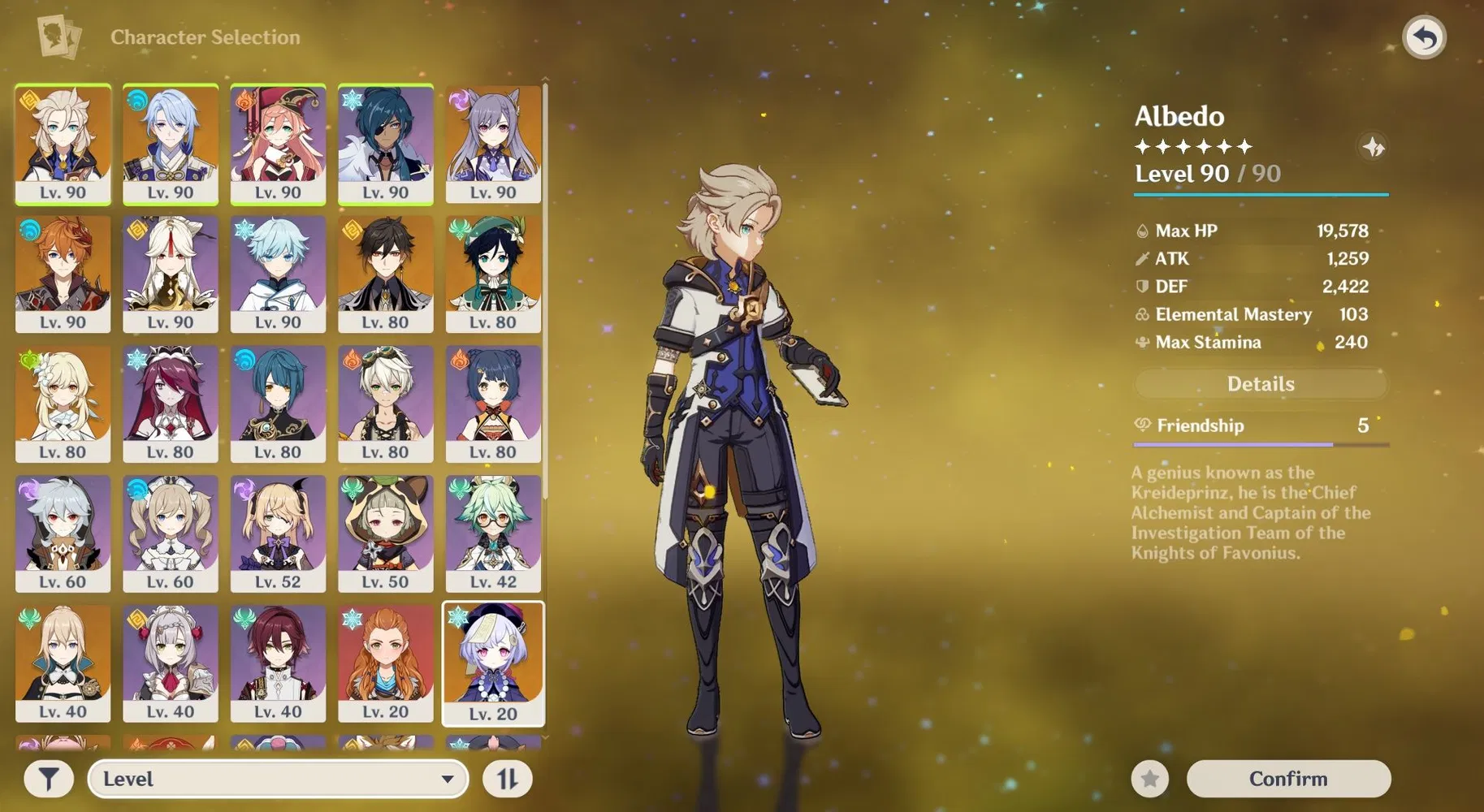 Albedo DEF overall stat Genshin Impact | HoYoLAB