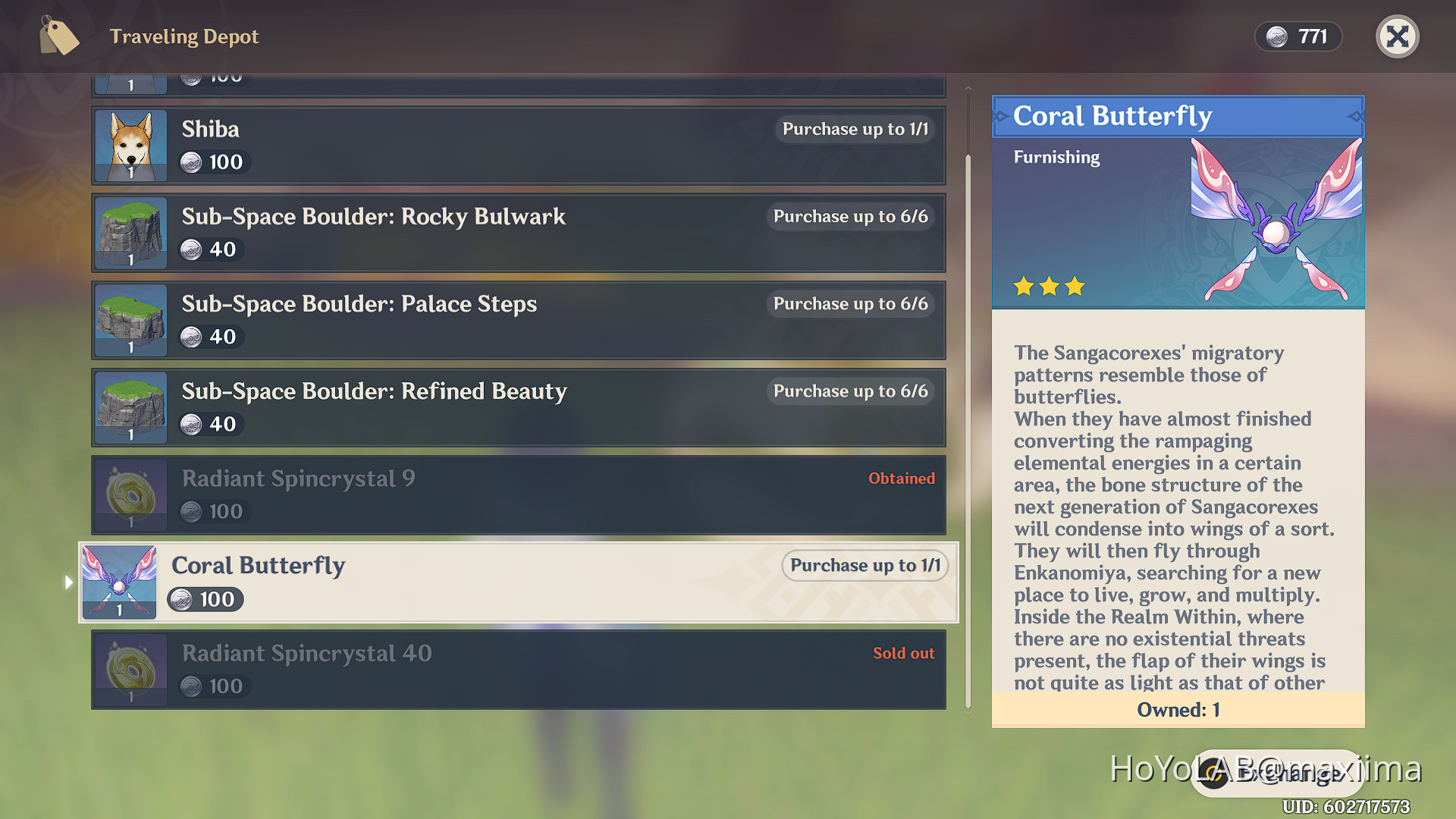 You can now buy Coral Butterfly on Chubby! Genshin Impact | HoYoLAB