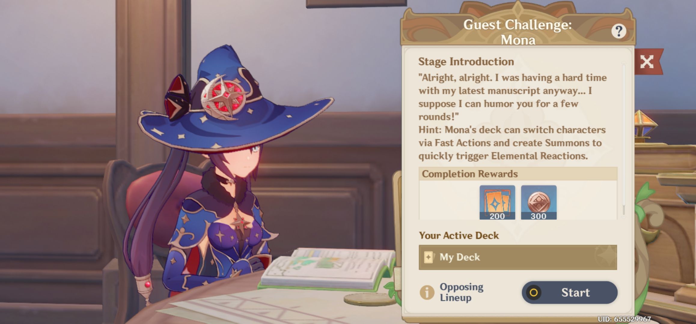 Genius Invokation TCG Tavern Guest Challenge Tips: Mona Genshin Impact ...