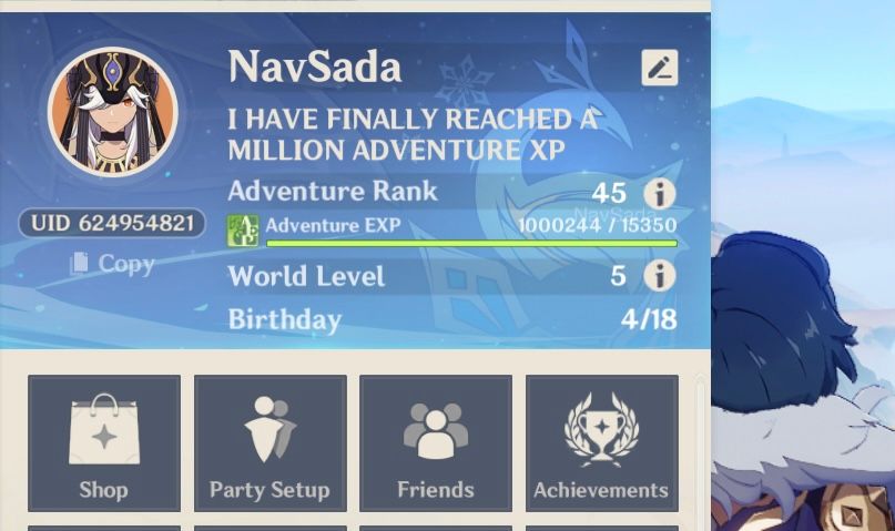 After more than a year, I accumulated one MILLION adventure XP ...