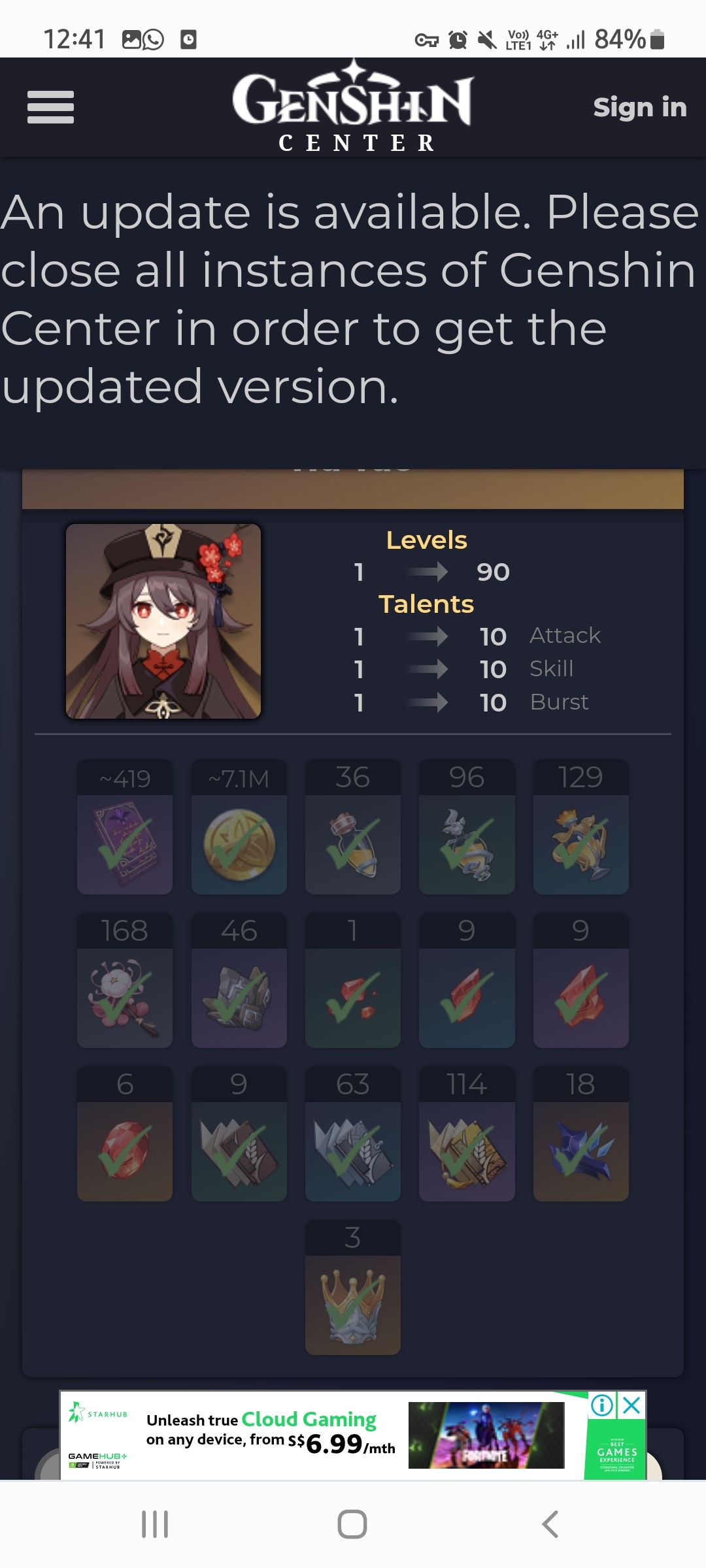 Hu tao prefarming progress Genshin Impact | HoYoLAB