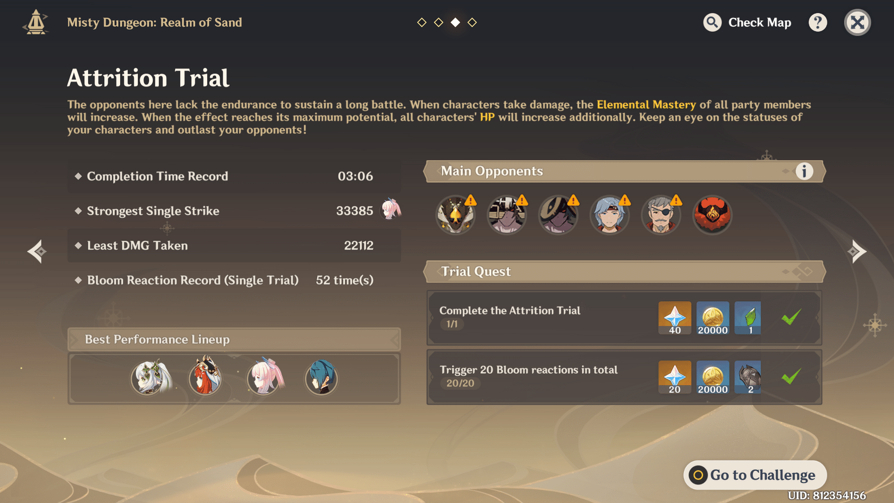 Misty Dungeon: Realm of Sand | Attrition Trial Showcase Genshin Impact ...