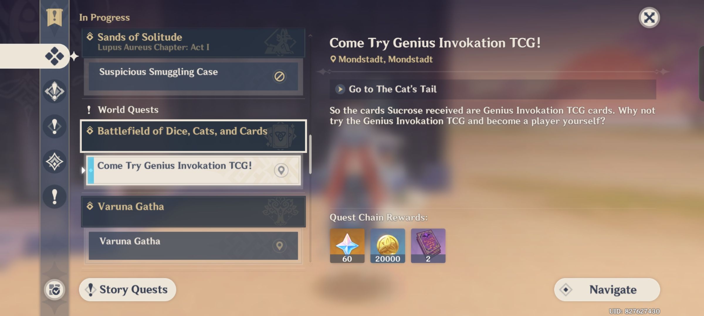 What does the BLUE LINE beside the quest mean? Genshin Impact | HoYoLAB