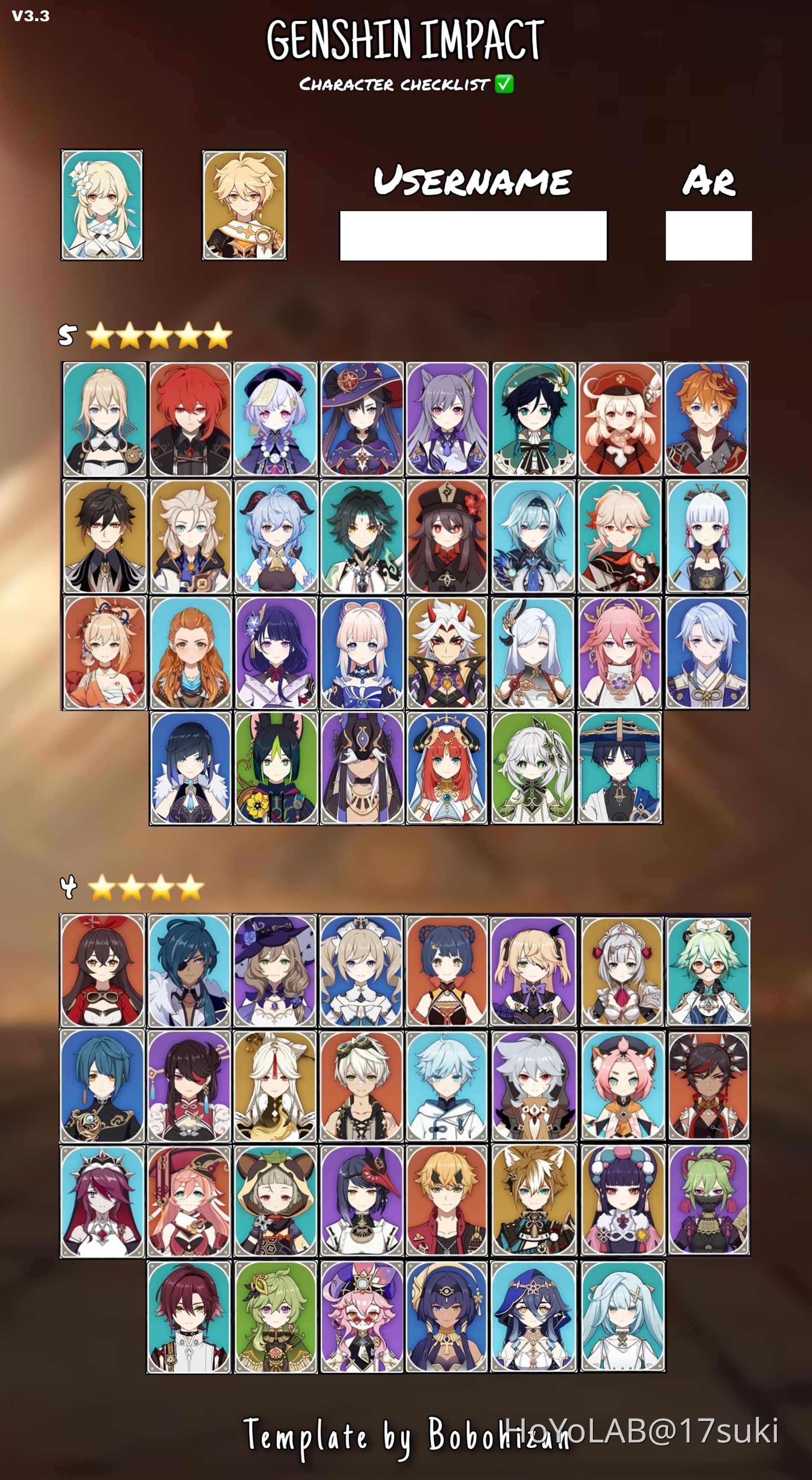 Characters checklist Genshin Impact | HoYoLAB