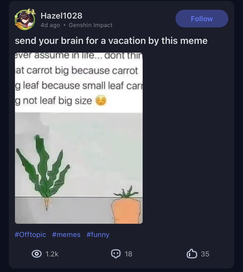 Send your brain on a vacation. Let’s make this a thing | HoYoLAB