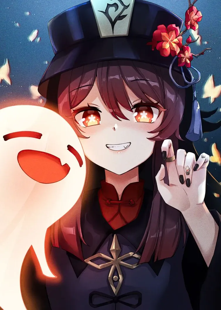 Before and after Hutao pixel art Genshin Impact | HoYoLAB