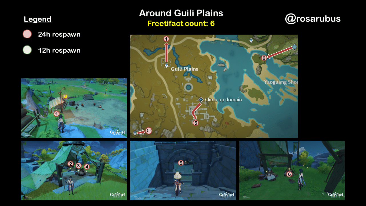 Free Artifact Farming Route Part 5 - Liyue, Guili Plains & Stone Gate ...