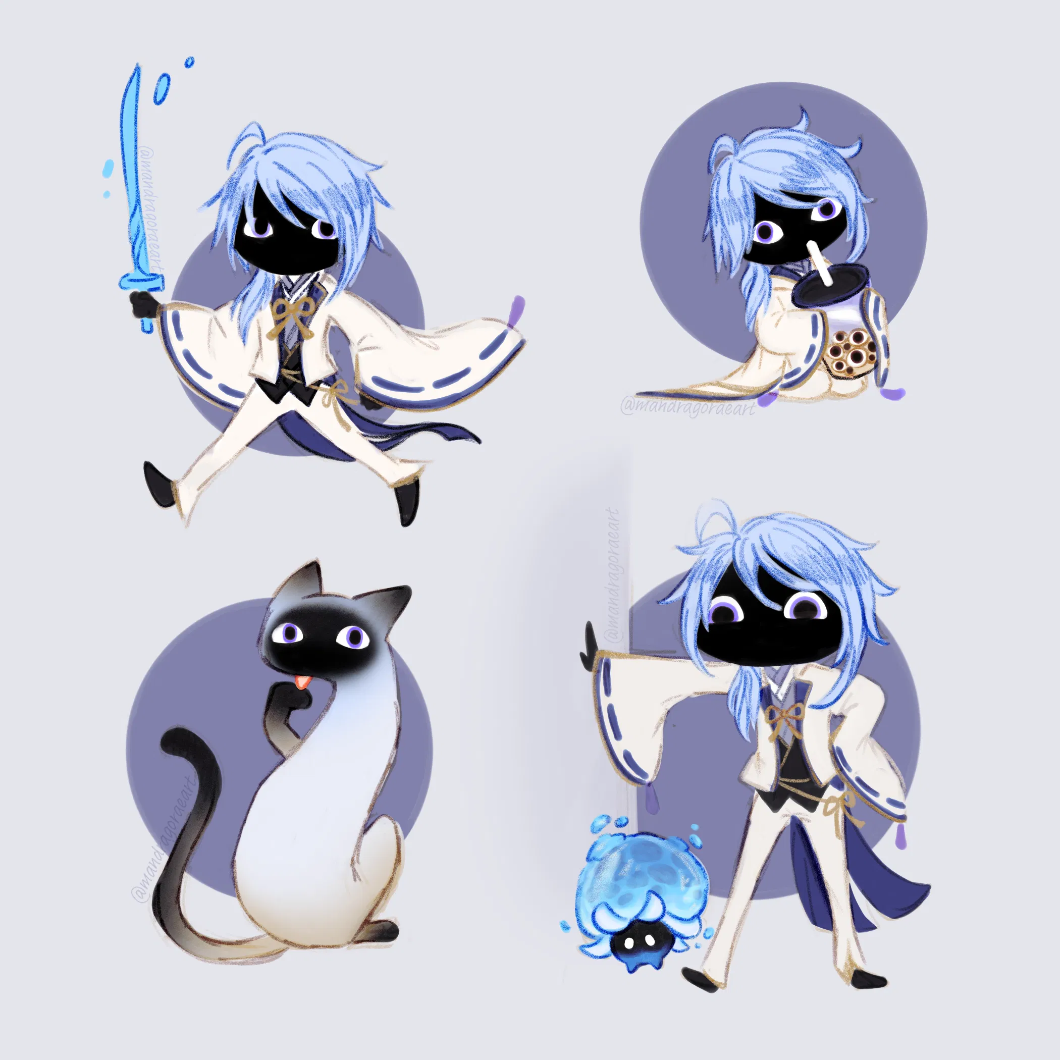 Faceless Chibi Ayato Icons Genshin Impact | HoYoLAB