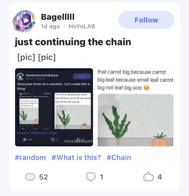 cArRoT yUmMy (Continue chain) | HoYoLAB