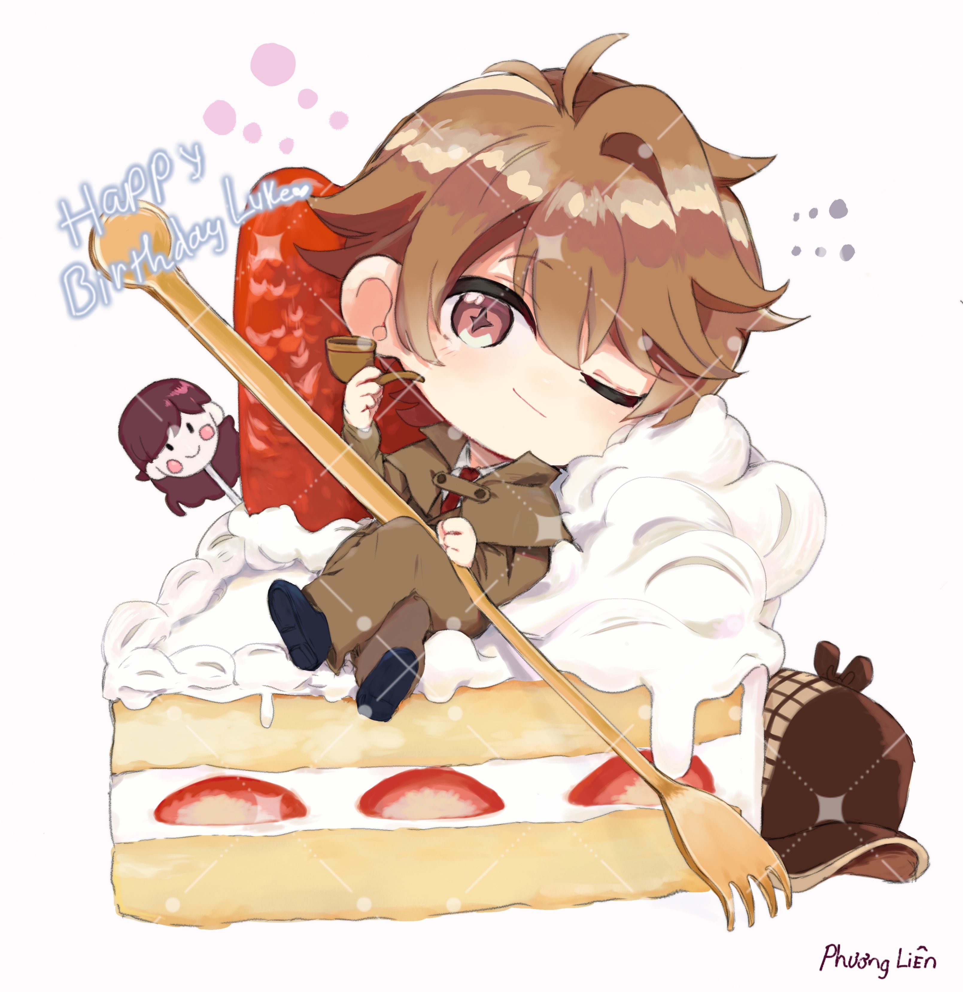 Chibi Luke on a piece of cakeee Tears of Themis | HoYoLAB
