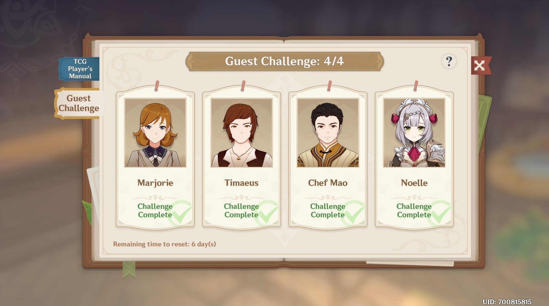 Genius Invokation TCG Tavern Guest Challenge Tips: Noelle Genshin ...