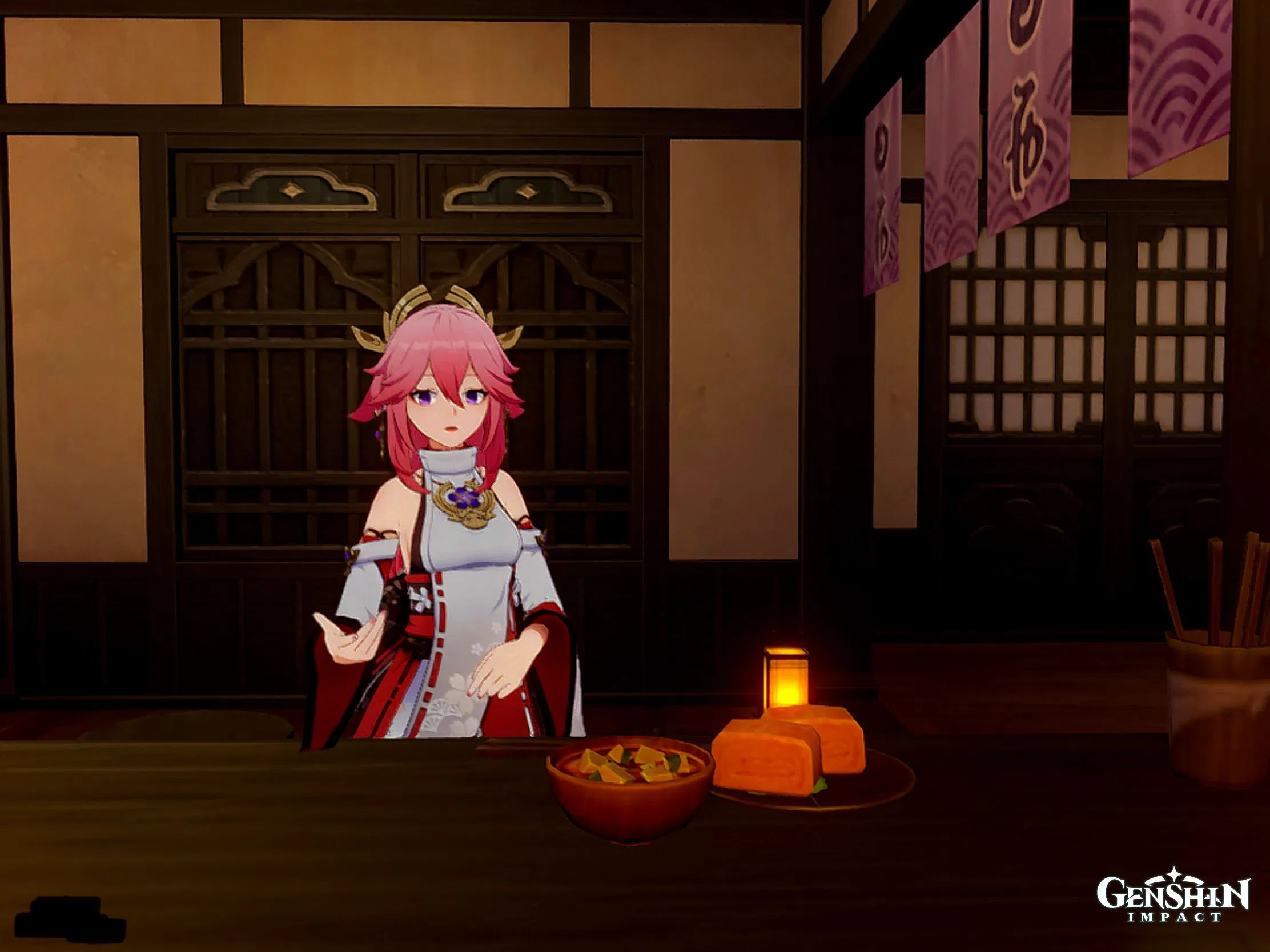 Inazuma at Uyuu restaurant Genshin Impact | HoYoLAB