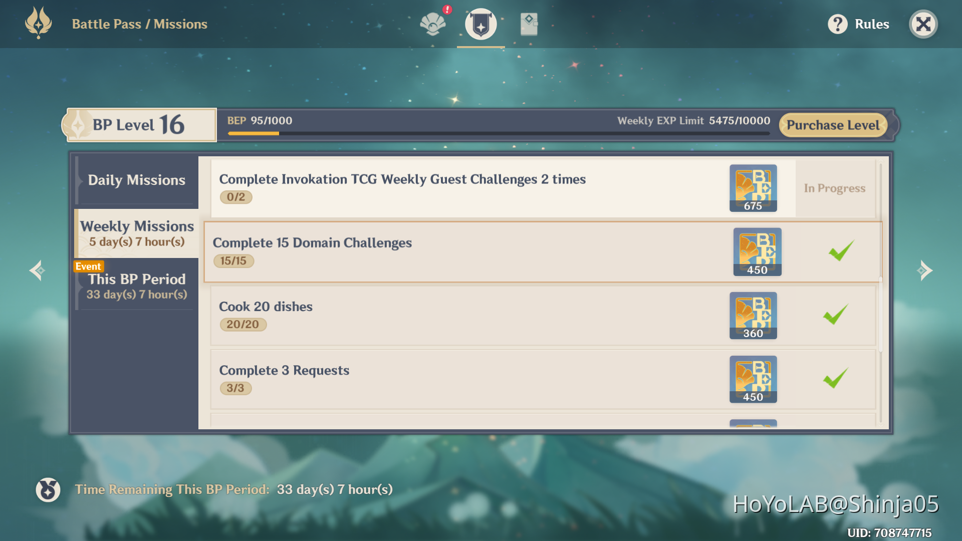 Domain Challenge Weekly Battle Pass Mission Tip Genshin Impact | HoYoLAB