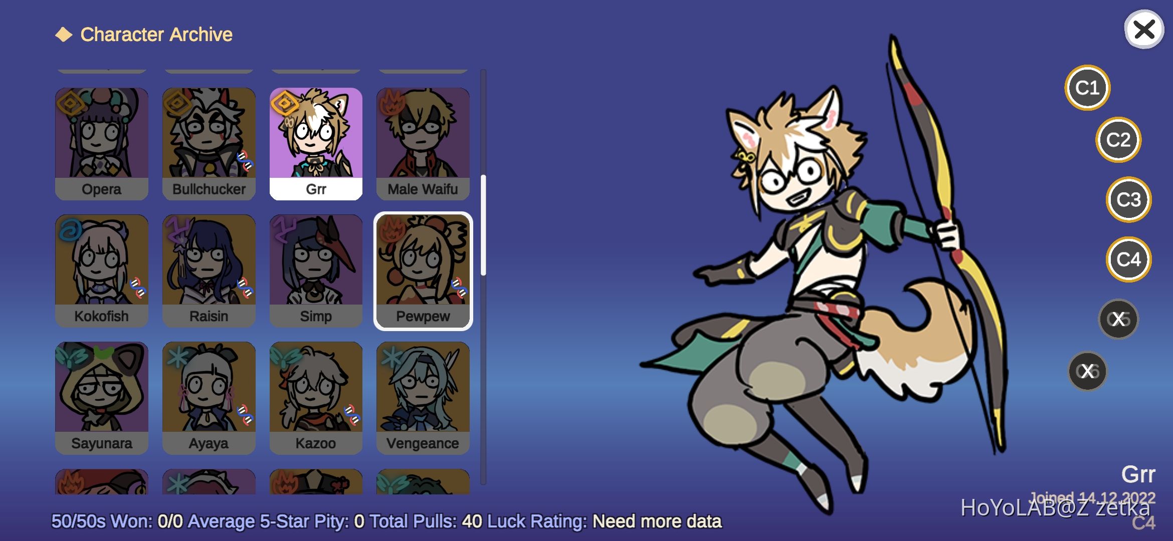 I've downloaded silly wisher, and after 40 pulls i have C4 Gorou ...